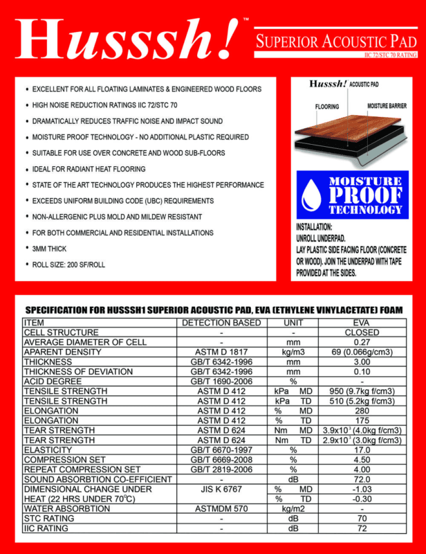 UNDERPAD: HUSSSH! SUPERIOR ACOUSTIC PAD ☑️ Best Online Flooring Store